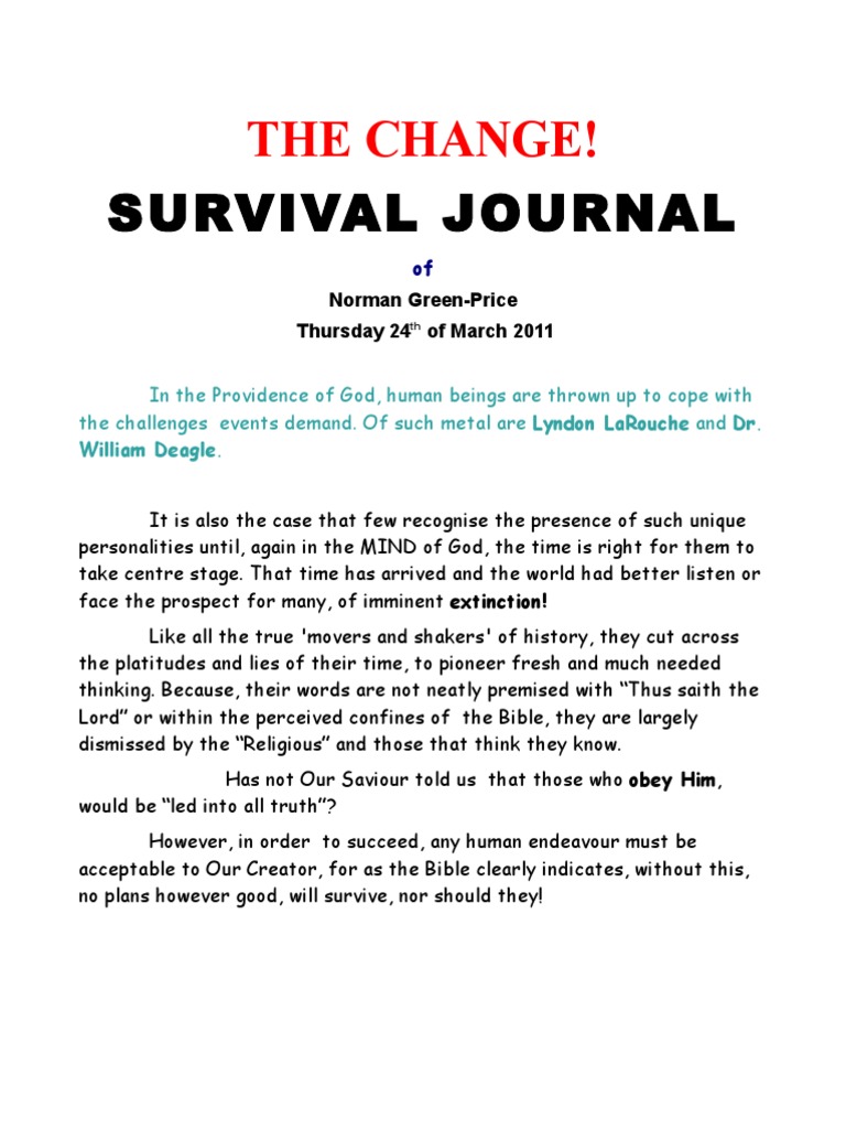 Survival Journal 24.3.2011 The CHANGE! | PDF | Strategic Defense ...