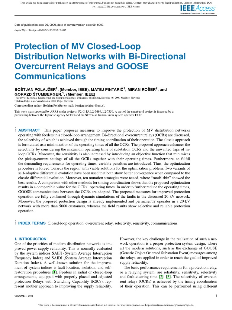 Protection of MV Closed-Loop Distribution Networks | PDF | Genetic Algorithm | Mathematical ...