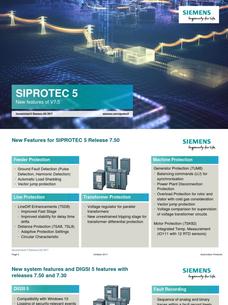 Siprotec 5: New Features of V7.5 | PDF | Electric Power Transmission ...