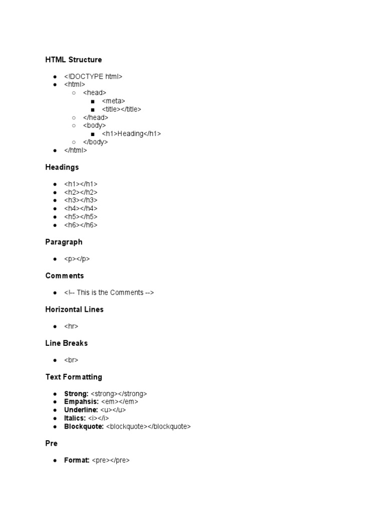List of HTML Tags | PDF | Html Element | Html