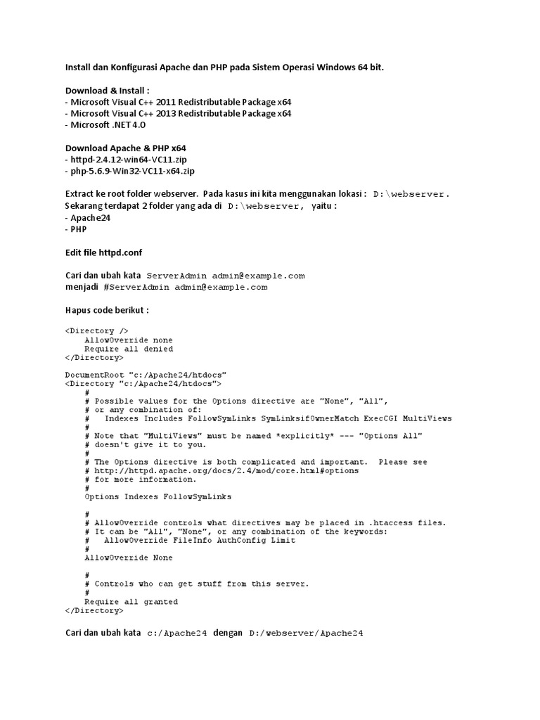 Install Apache Dan Php Pada Windows X64 Pdf Web Server Internet And Web