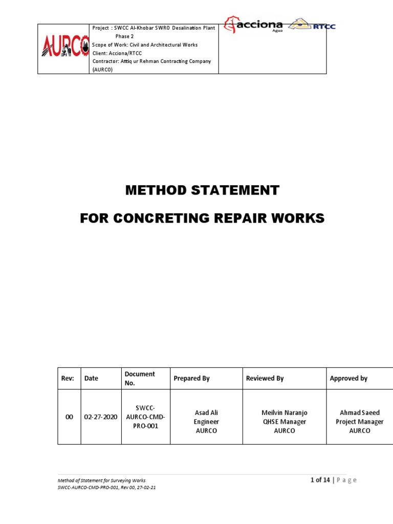 MS For Concrete Repair | PDF | Safety | Concrete