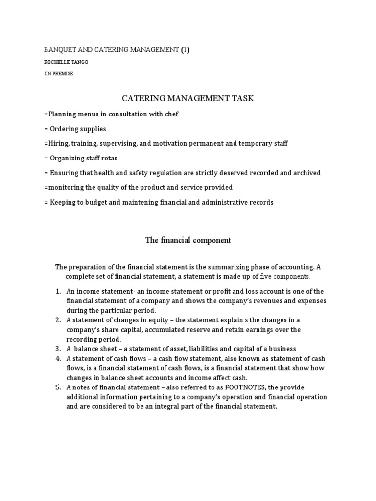 Banquet and Catering Management (Tango) | PDF | Financial Statement ...