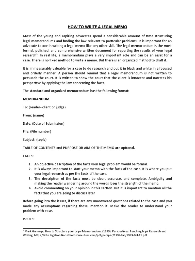 How To Write A Legal Memo | PDF | Memorandum | Science