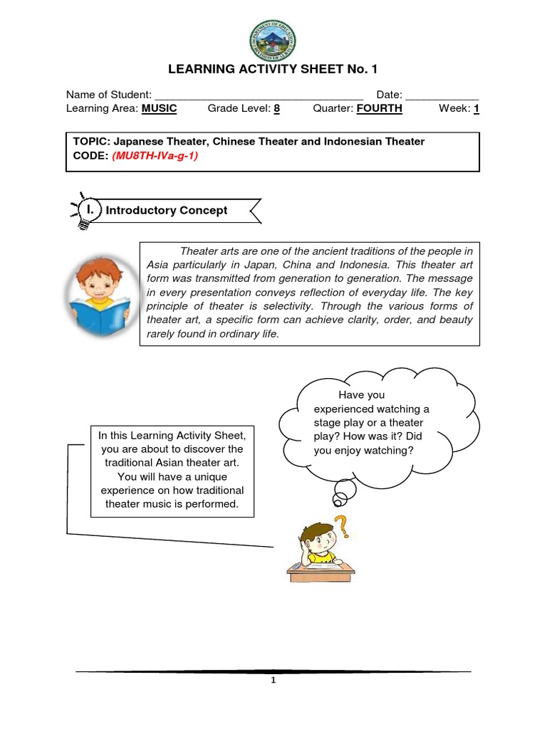 Grade 8 Music: Asian Theater Arts | PDF | Performing Arts ...