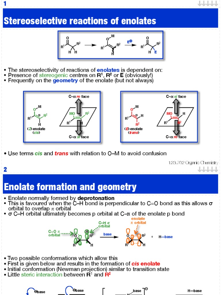 Enolate Stereo Chemistry | PDF | Organic Reactions | Unit Processes