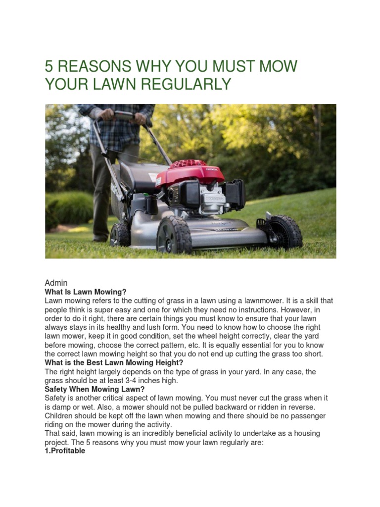 5 Reasons Why You Must Mow Your Lawn Regularly | PDF | Wellness