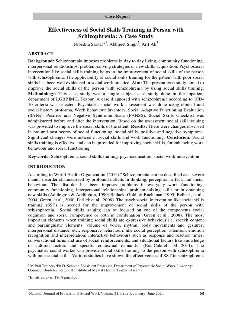 Social Skills Training in Schizophrenia | PDF | Schizophrenia ...