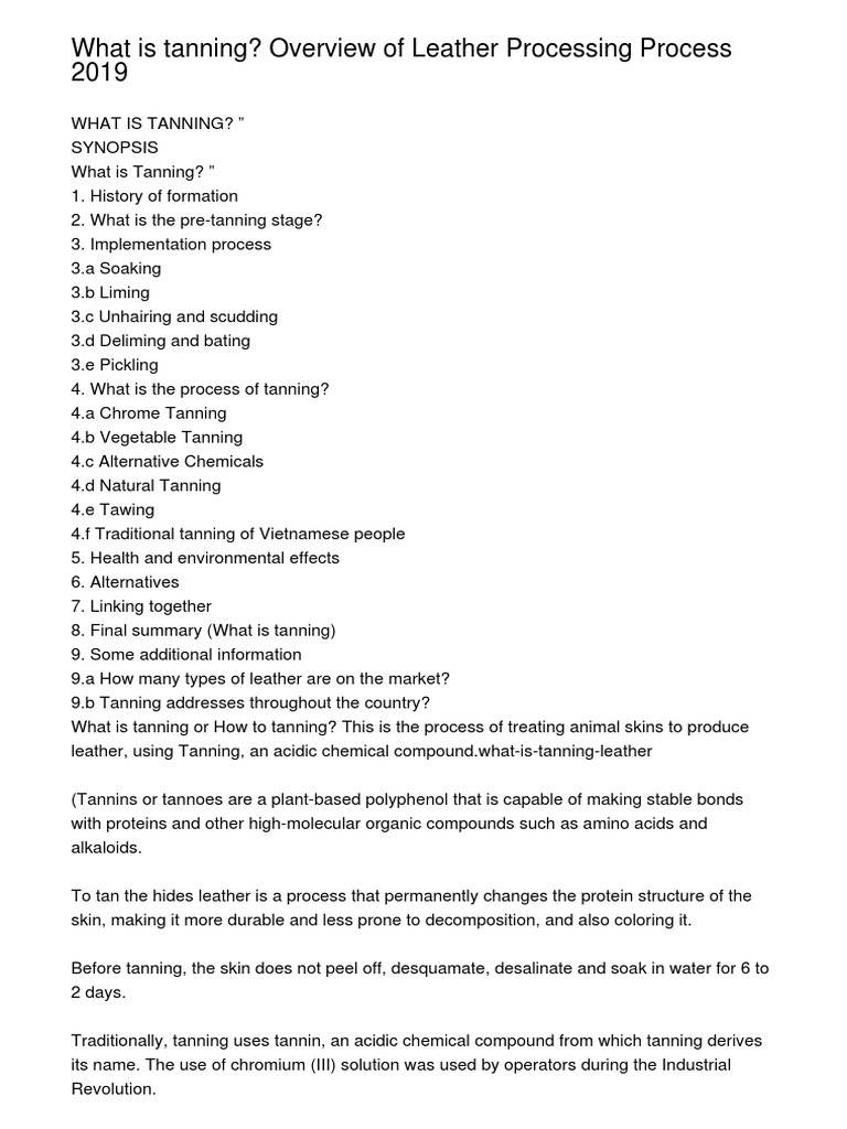 What Is Tanning Overview of Leather Processing Process 2019twtgw | PDF