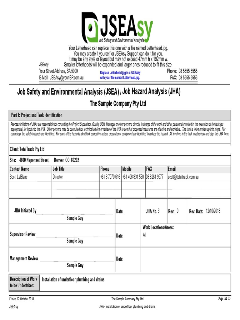 JHA Example Installation of Underfloor Plumbing and Drains | PDF ...