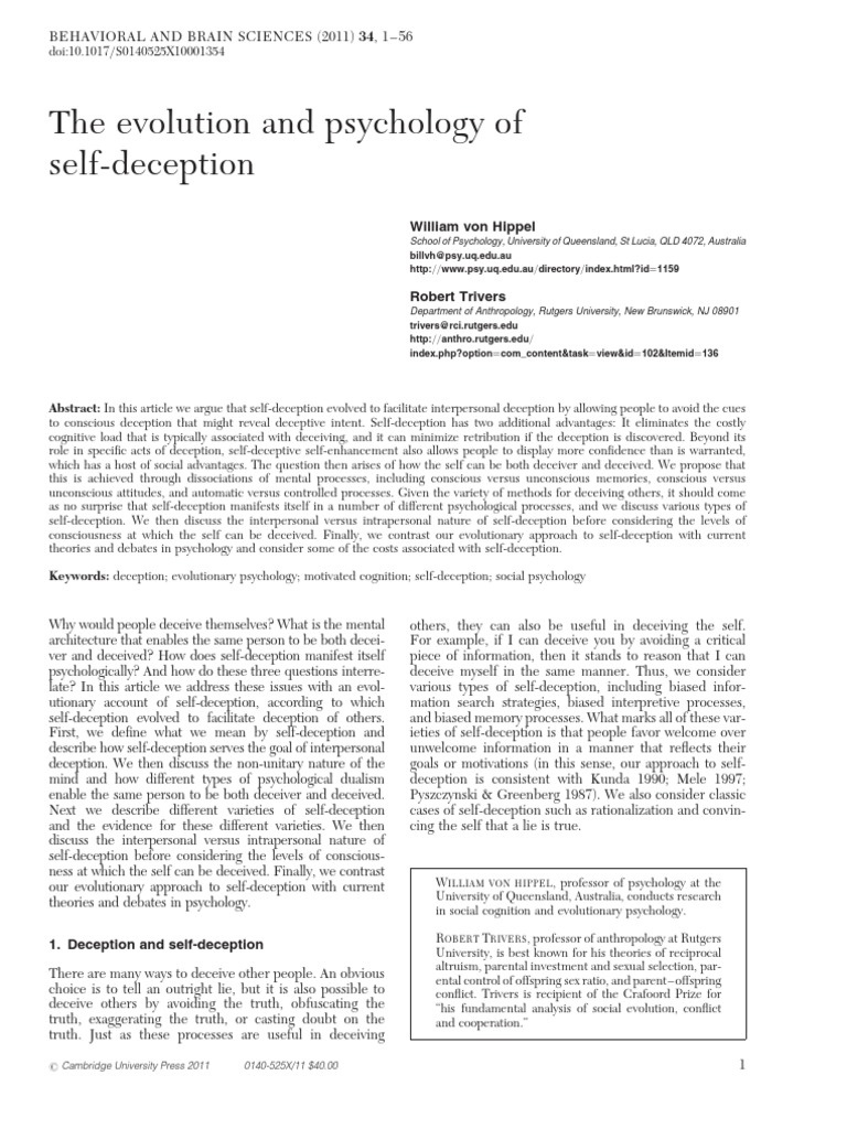 Evolution of Self-Deception in Psychology | PDF | Deception | Attitude ...