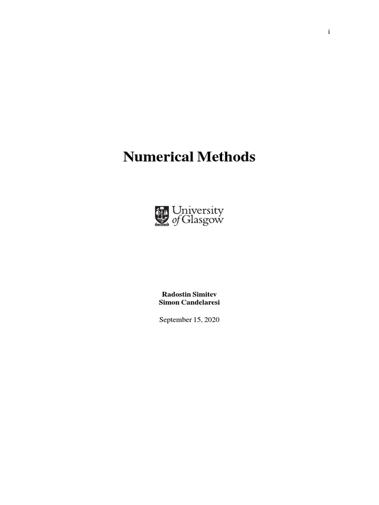Numerical Methods: Radostin Simitev Simon Candelaresi | PDF | Numerical ...