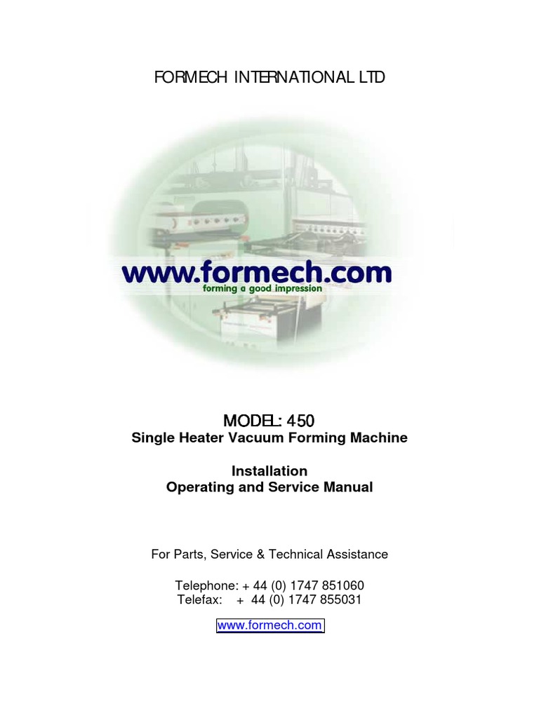 Formech 450 Single Heater Vacuum Forming Machine Manual | PDF | Vacuum ...