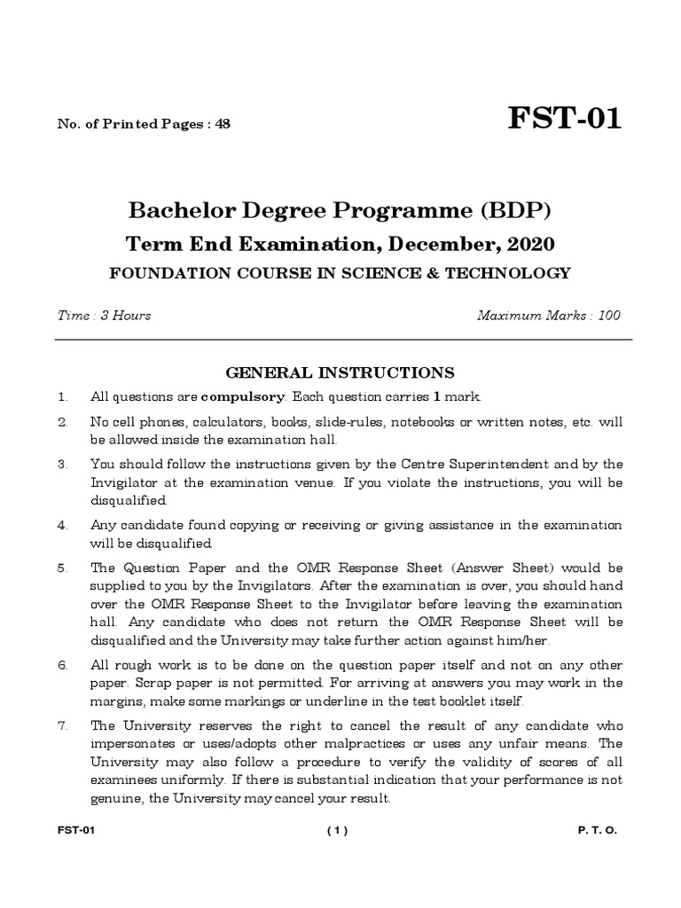 FST-01 Dec | PDF | Test (Assessment) | Oxide