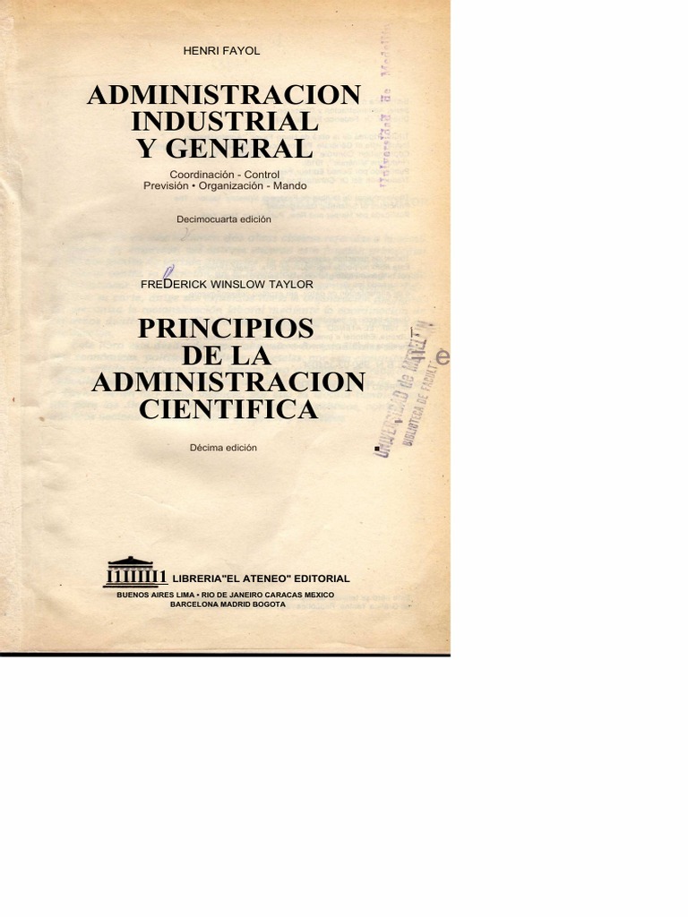 Principios de La Administración Científica - Frederick Taylor | PDF ...