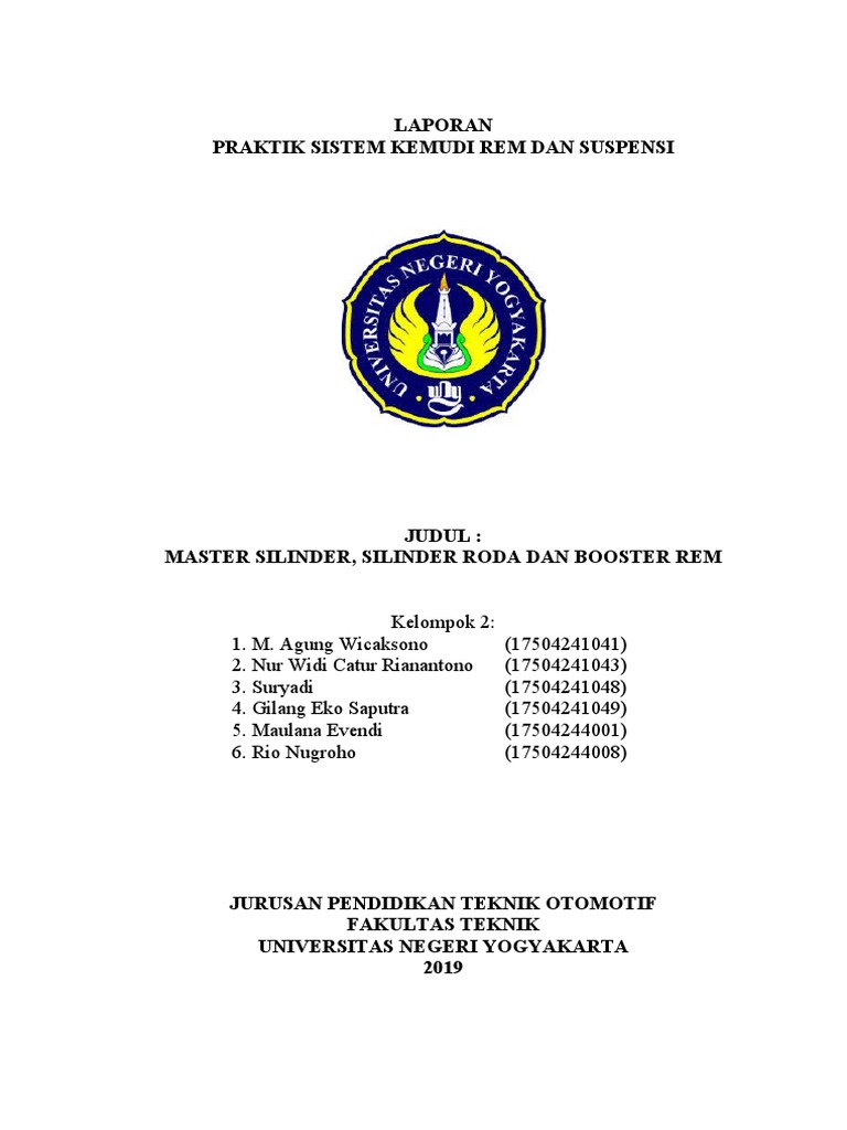 Fungsi dan Komponen Master Silinder Rem | PDF | Teknologi & Rekayasa