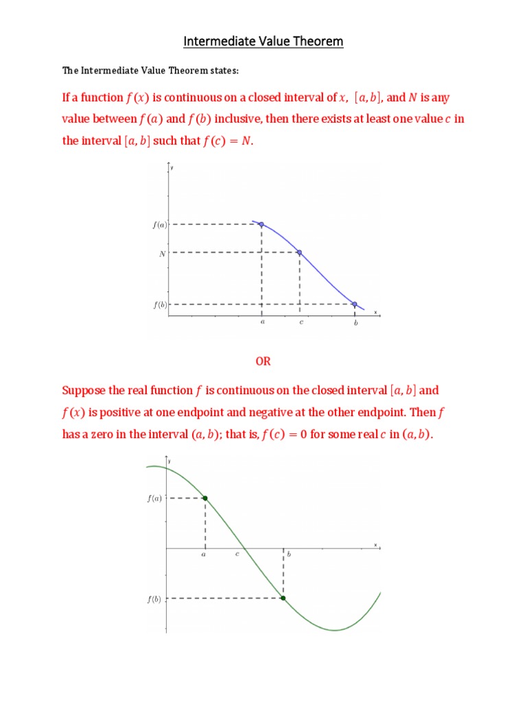 Pm Intermediate Value Theorem Pdf