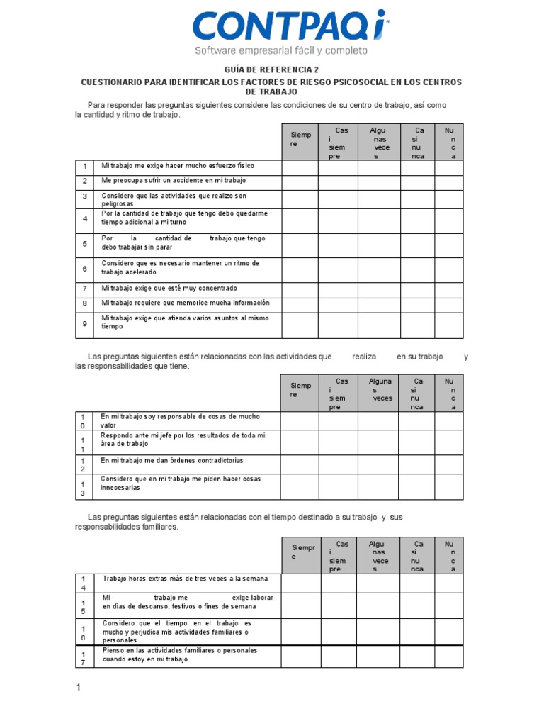 Cuestionario Guia de Referencia II NOM 035 | PDF | Science | Ciencia y Tecnología