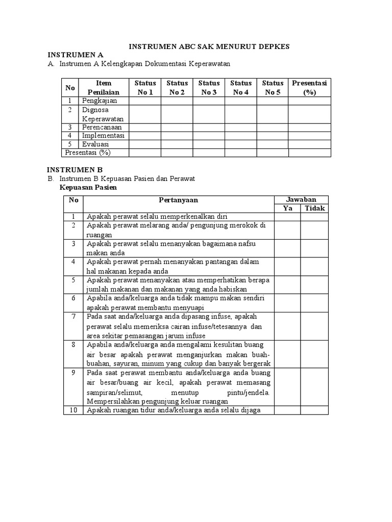 Instrumen ABC Menurut Depkes | PDF