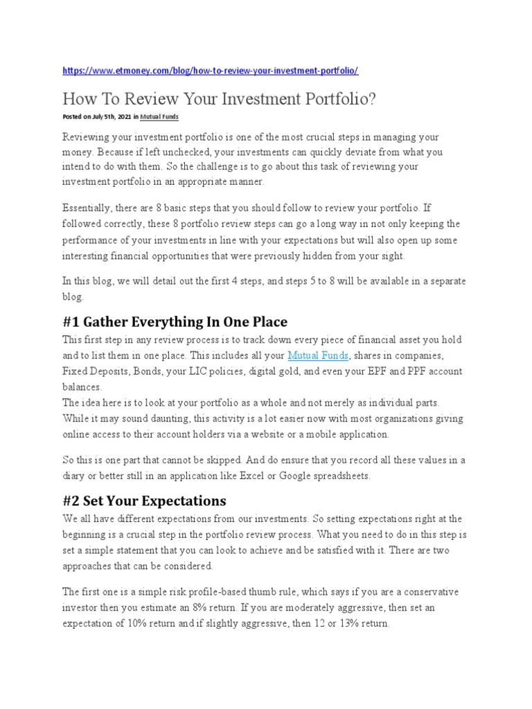 How To Review Your Investment Portfolio | PDF