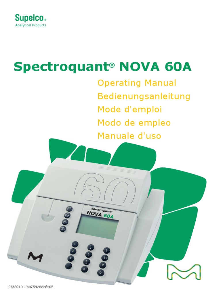 Spectroquant Nova 60A: Operating Manual Bedienungsanleitung Mode D'emploi Modo de Empleo Manuale ...