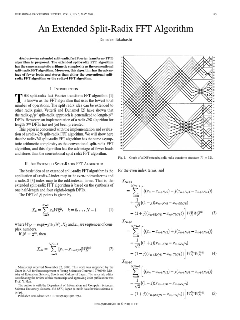 An Extended Split-Radix FFT Algorithm: Daisuke Takahashi | PDF | Fast Fourier Transform ...