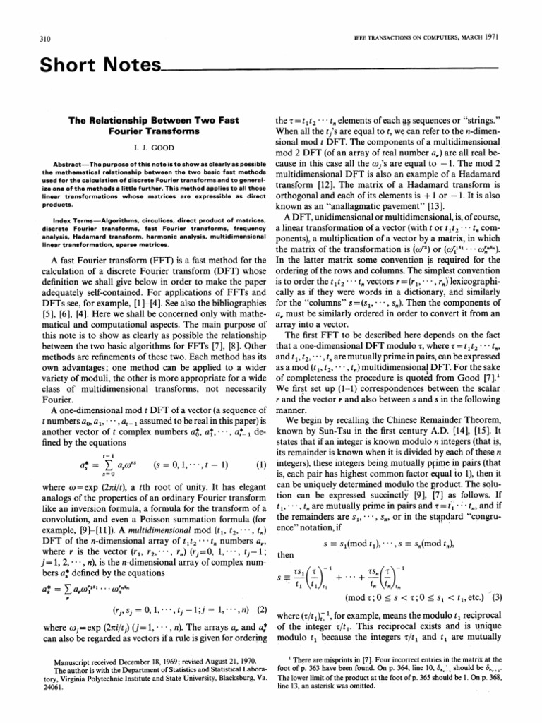 Short Notes - : Tj's Oj's | PDF | Fast Fourier Transform | Discrete ...