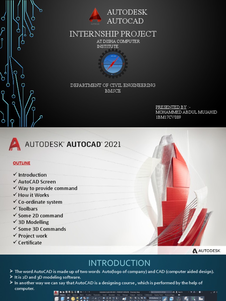 Internship Project: Autodesk Autocad | PDF | Auto Cad | 3 D Computer ...