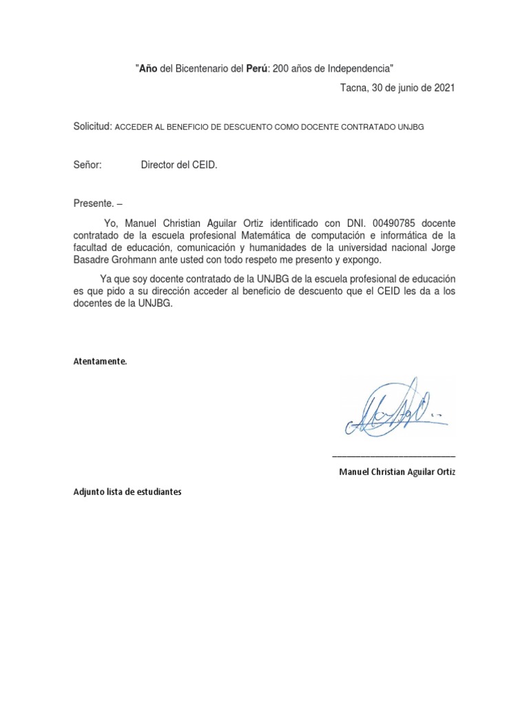 SOLICITUD de Descuento CEID | PDF