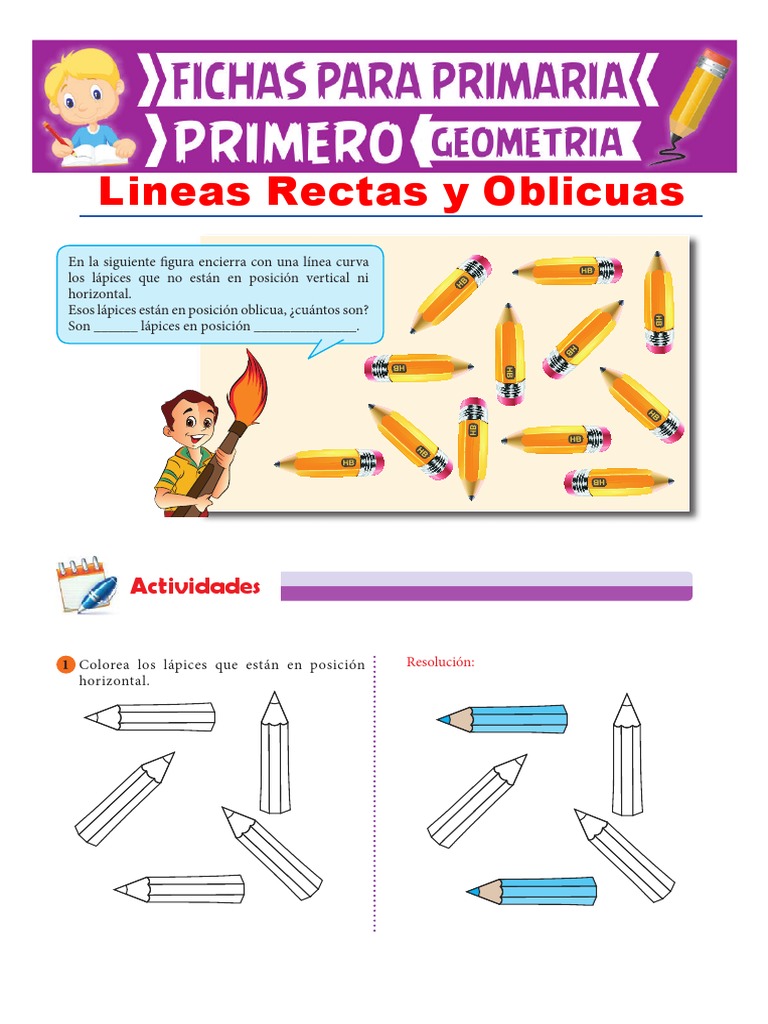 Identificación de Líneas Rectas Oblicuas para Primero de Primaria | PDF