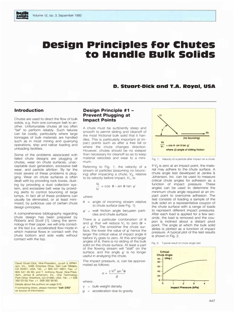 Chute Design Principles for Bulk Solids | PDF | Wear | Geometric ...