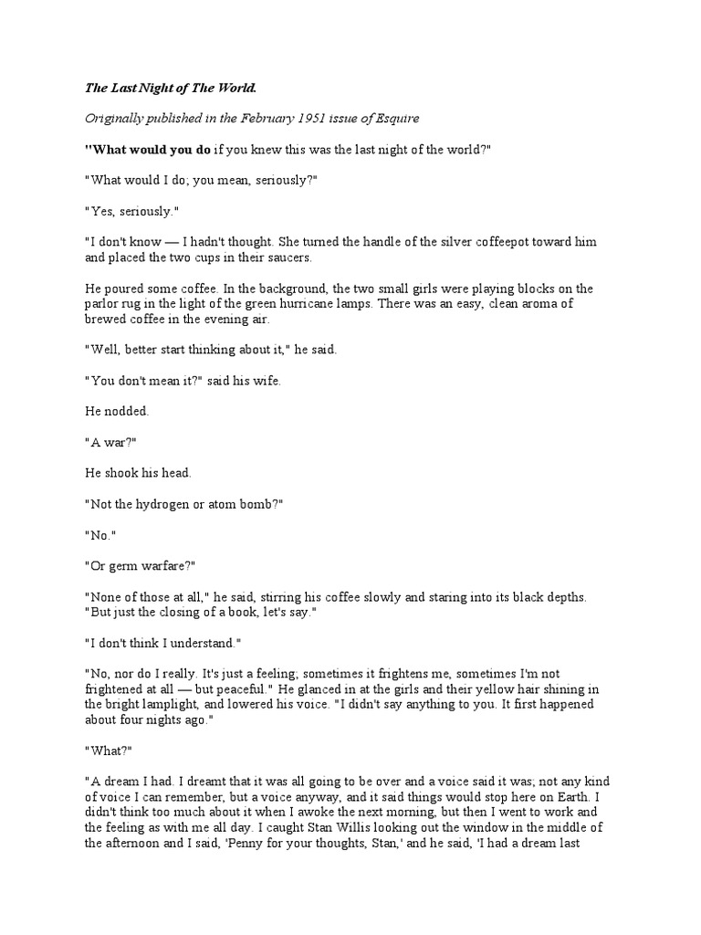 The Last Night of The World | PDF | Mystery, Thriller & Crime Fiction