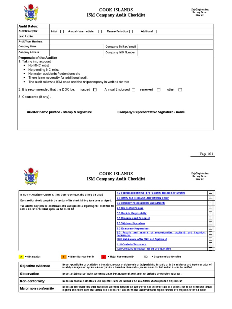 Survey Form 82A ISM Company Audit v2 1 | PDF | Audit | Regulatory ...