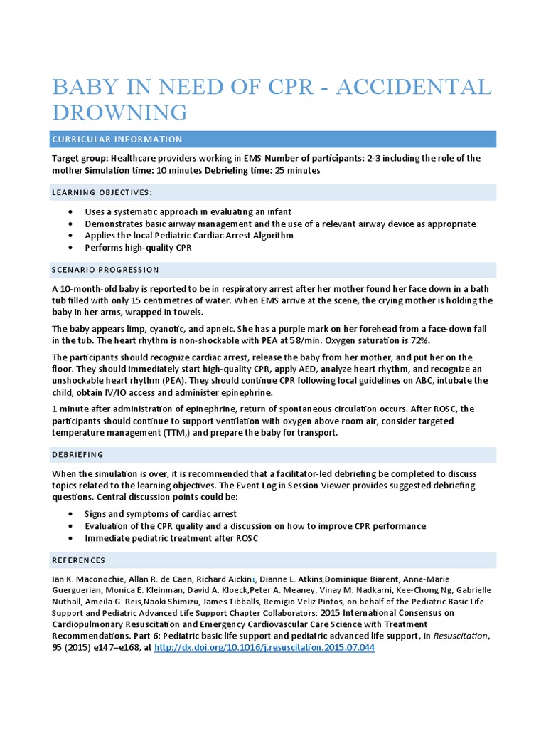 Baby in Need of CPR - Accidental Drowning: Curricular Information ...