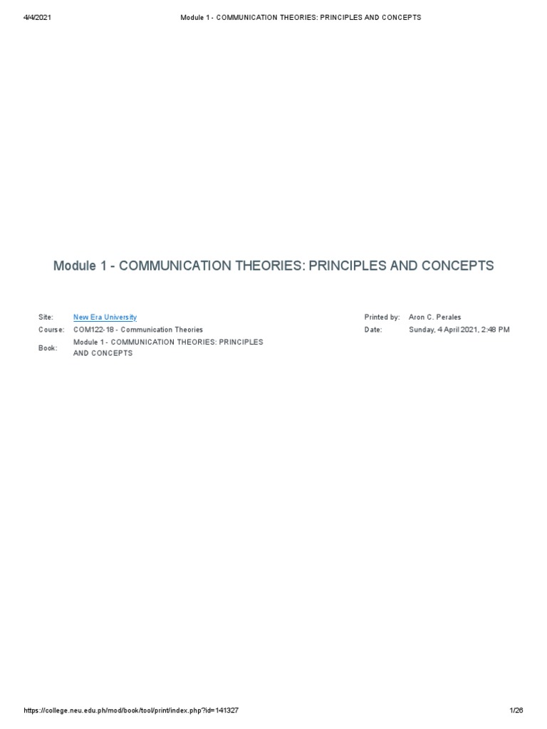 Module 1 - Communication Theories - Principles and Concepts | PDF ...