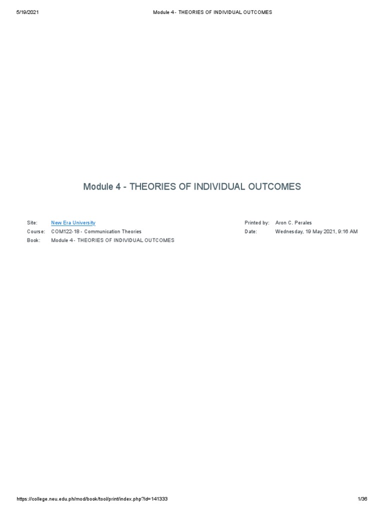 Module 4 - Theories of Individual Outcomes | PDF | Human Nature ...