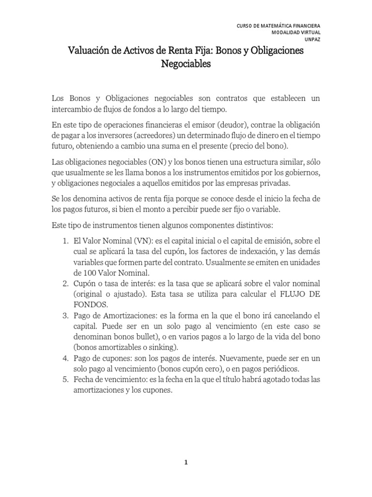 Valuación de Bonos | PDF | Renta Fija | Bonos (Finanzas)