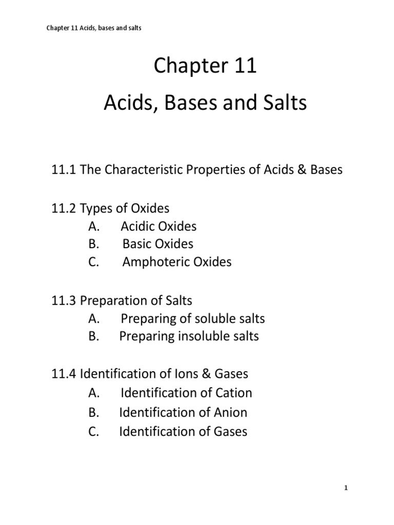 Chapter 11 Acids, Bases and Salts | PDF | Hydroxide | Acid