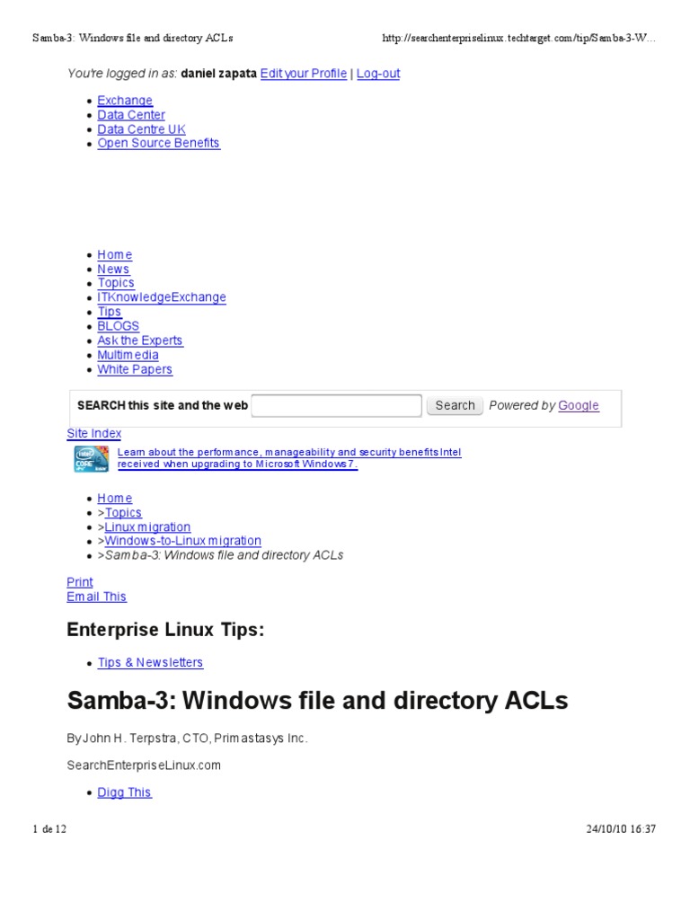 Samba 3 Windows File And Directory Acls Enterprise Linux Tips Pdf Microsoft Windows