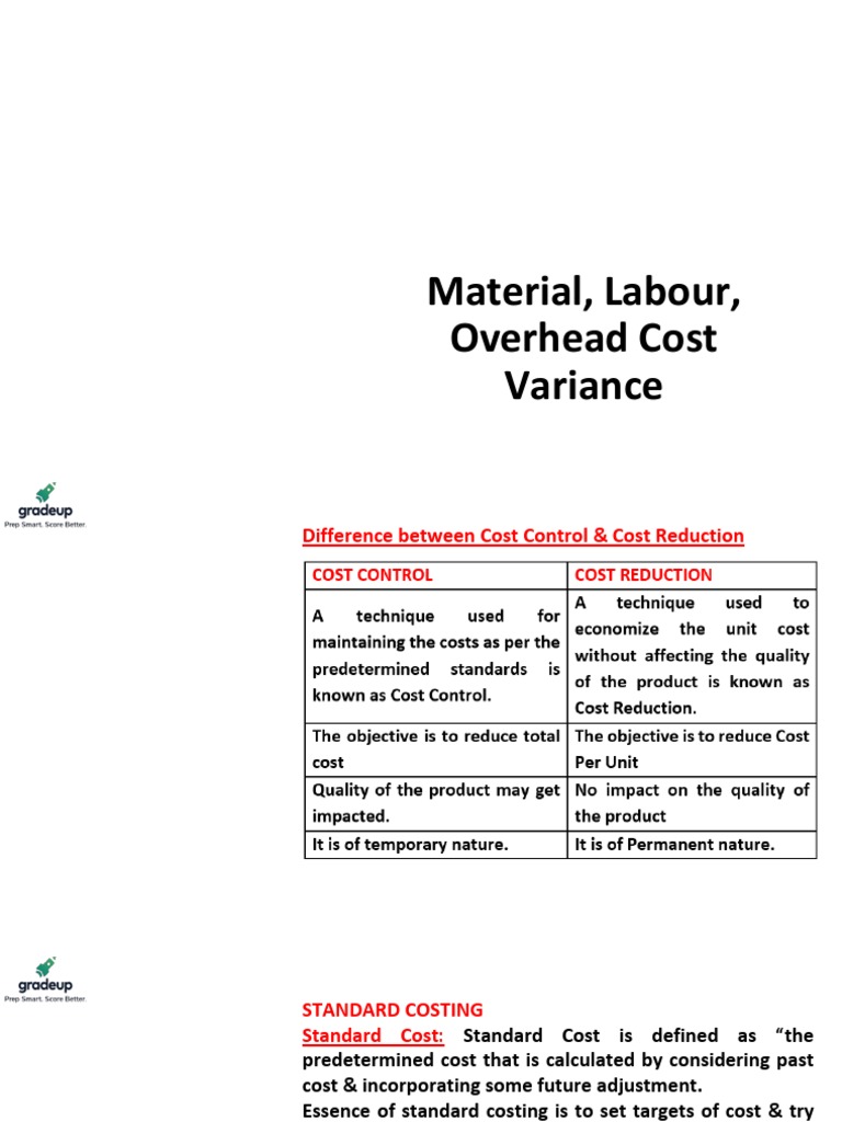 Material Labour Overhead Cost Variance | Download Free PDF | Labour ...