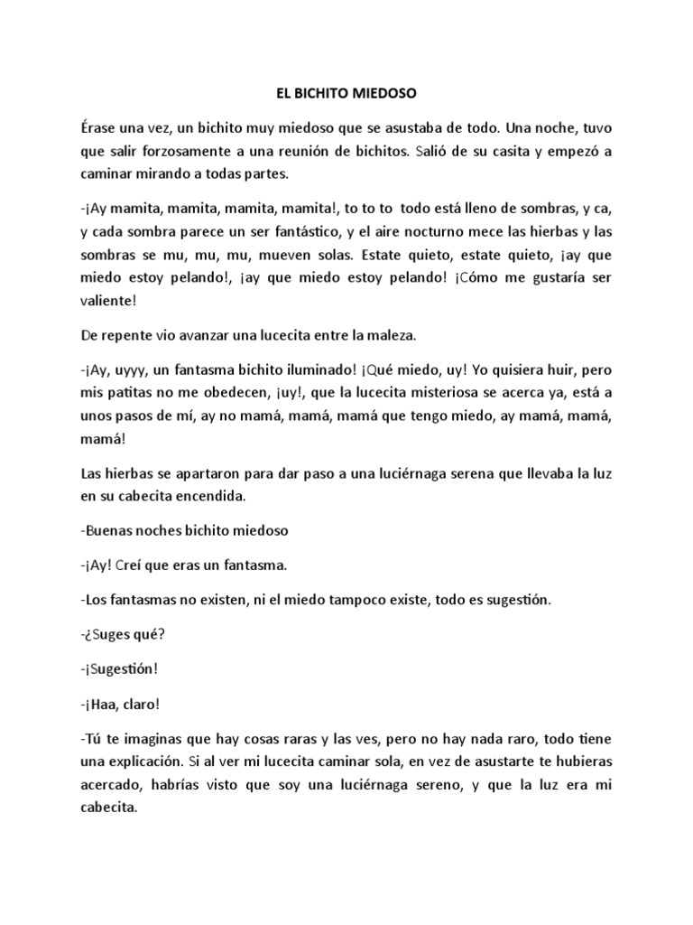 El Bichito Miedoso y su Valor | PDF