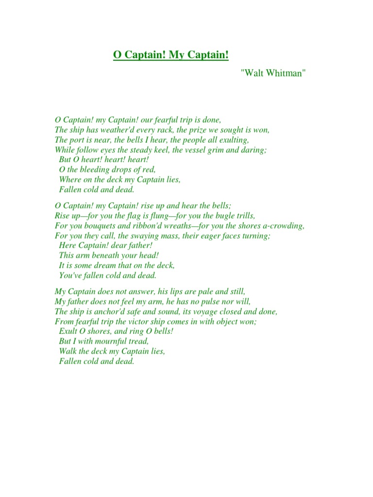 Walt Whitman (O Captain! My Captain!) | PDF