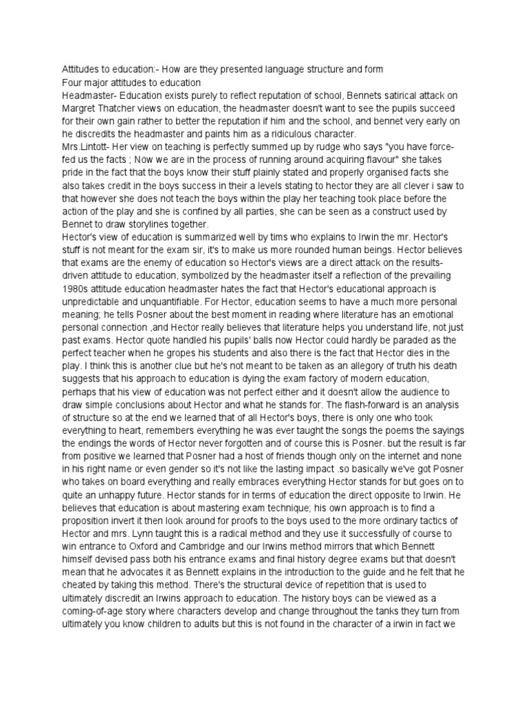 Diverse Attitudes Toward Education Analysis | PDF | Language Arts ...