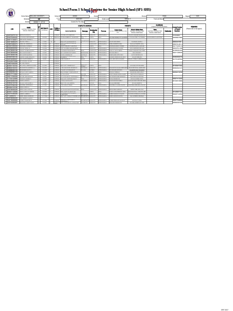 Senior High School Forms | PDF | Metro Manila | Human Life Stages