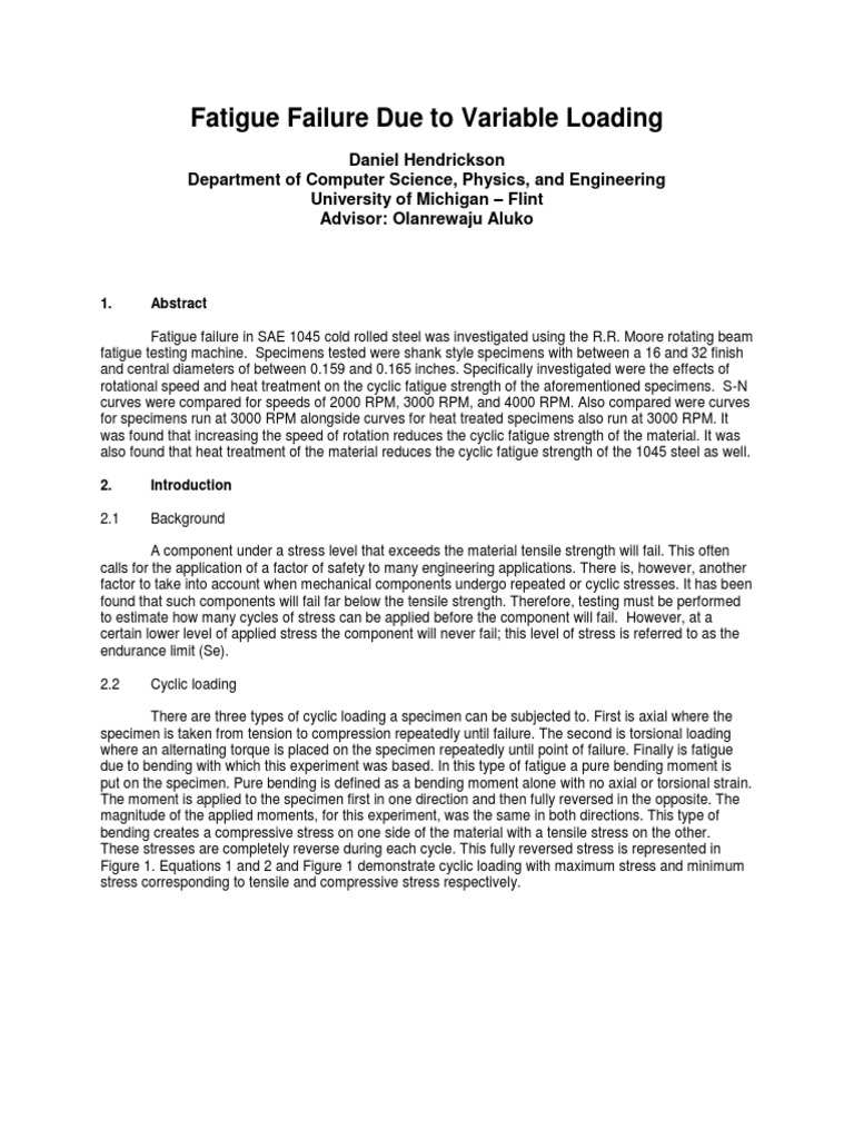 Fatigue Failure Due To Variable Loading | PDF | Fracture | Fatigue ...