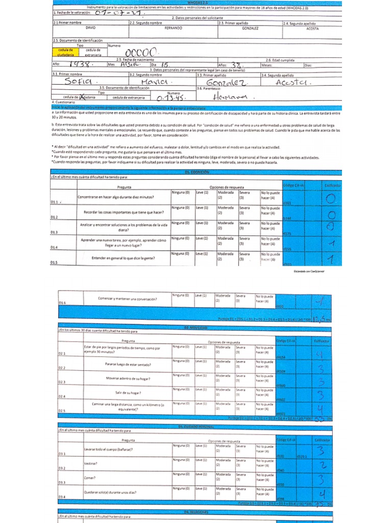 Whodas 2.0 Trabajo | PDF