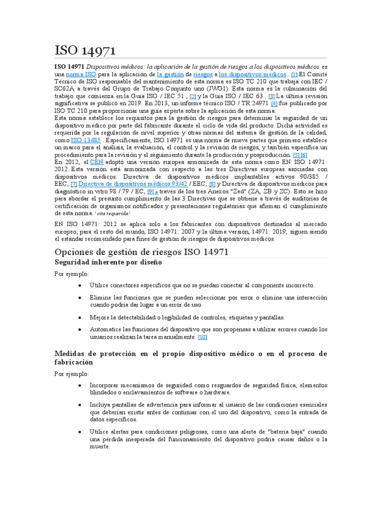 ISO 14971-IsO 14971 Aplicación de La Gestión de Riesgos A Dispositivos ...
