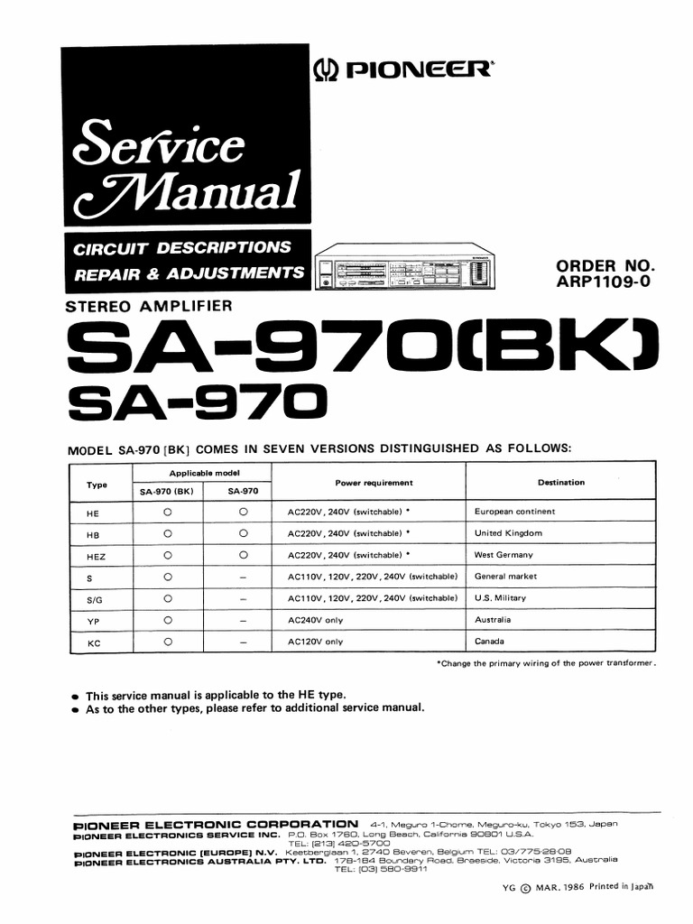 Pioneer Sa 970 | PDF