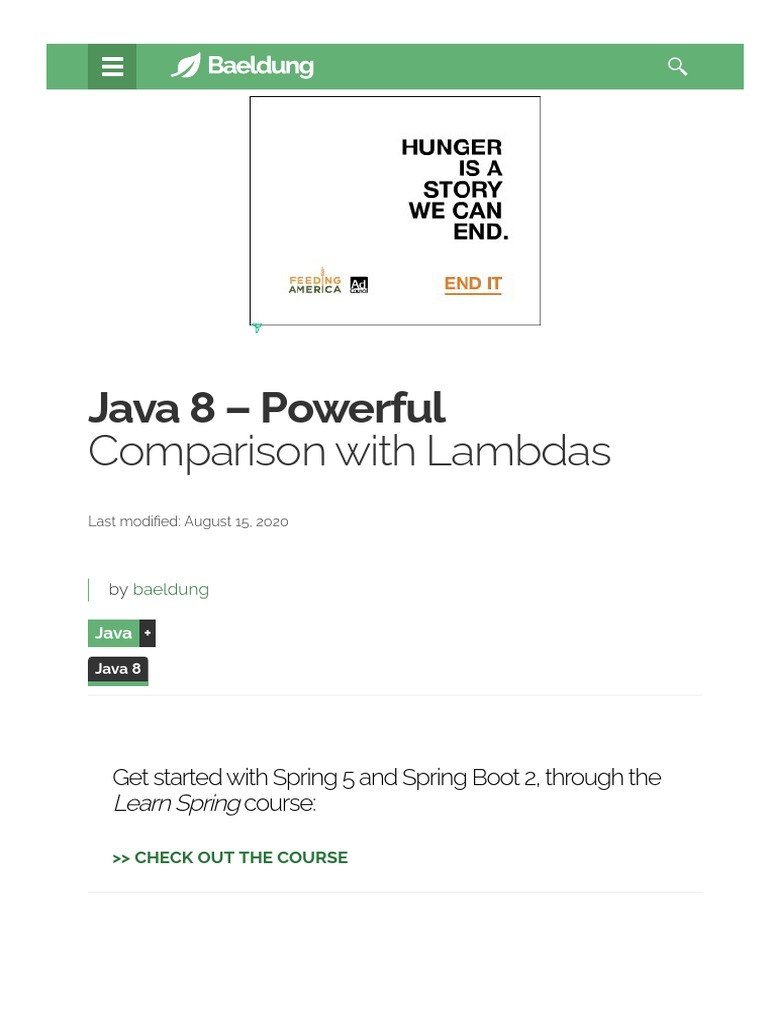 Baeldung Com Java 8 Sort Lambda Comparator Comparing Pdf Anonymous Function
