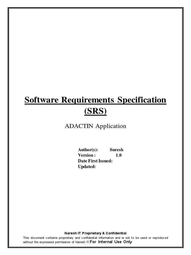Software Requirements Specification (SRS) : ADACTIN Application | PDF | Login | Databases